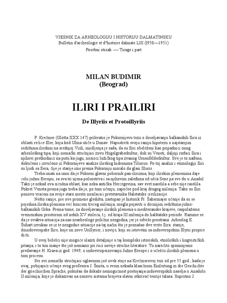 Milan Budimir - Iliri I Prailiri | PDF