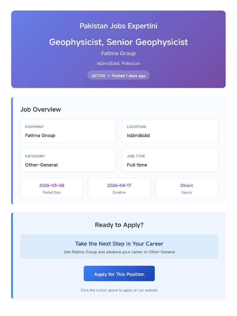 Geophysicist, Senior Geophysicist Fatima Group | PDF