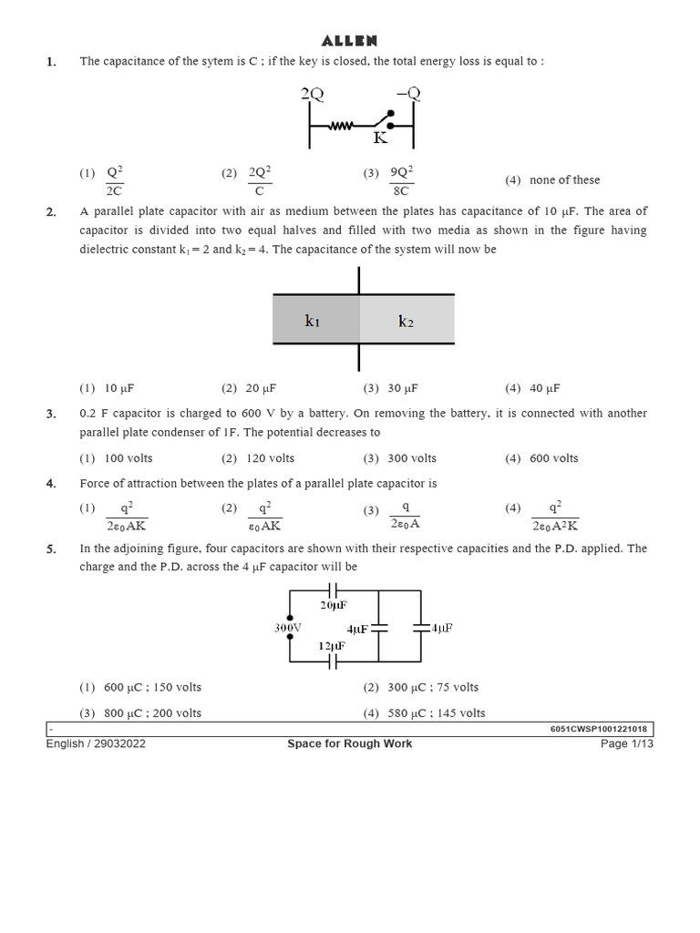 Capacitor Worksheet | PDF