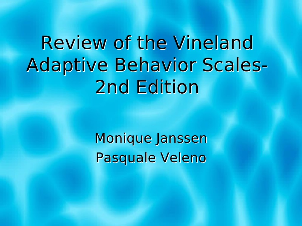 Vineland-Ii Presentation - Monique and Pat - Final Version | PDF ...