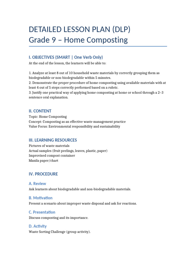 Home Composting Lesson Plan | PDF