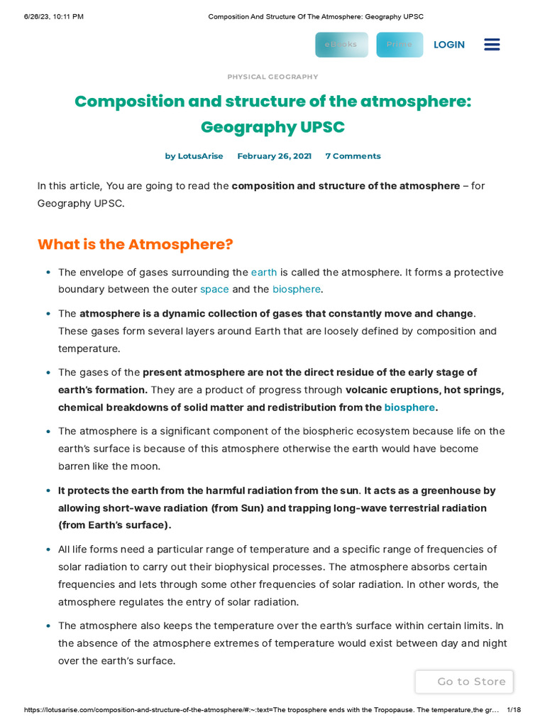 Composition and Structure of The Atmosphere - Geography UPSC | PDF ...