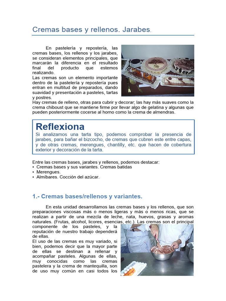 Cremas Bases y Rellenos Dulces | PDF | Crema | Postres