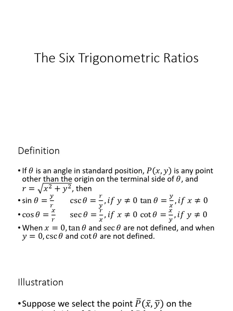 The Six Trigonometric Ratios S | PDF | Trigonometric Functions | Euclid