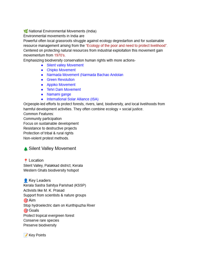 ? National Environmental Movements (India) | PDF | Green Revolution ...