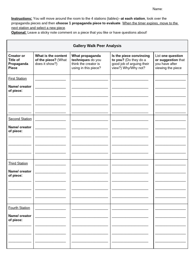 Civics CT - Gallery Walk Summative Peer Analysis | PDF