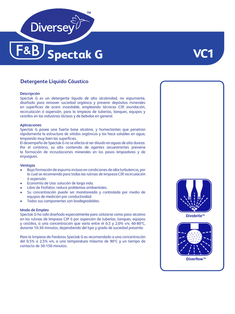 FT-# 1 #2 # 17 Pis Spectak G A4 | PDF | Detergente | Concentración