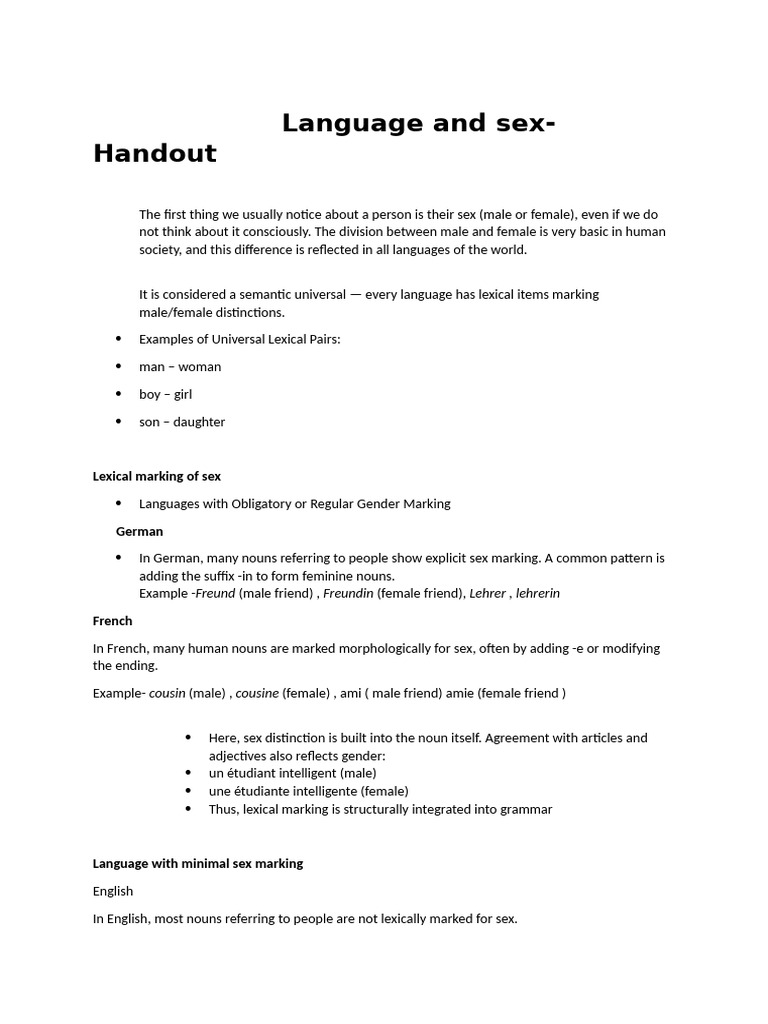 Language and Sex - Handout | PDF