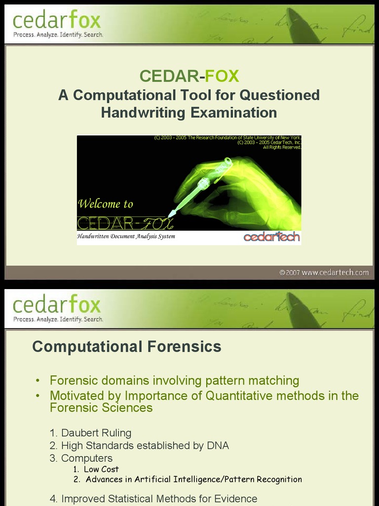 CEDAR-FOX Tool for Questioned Handwriting Examination | PDF ...