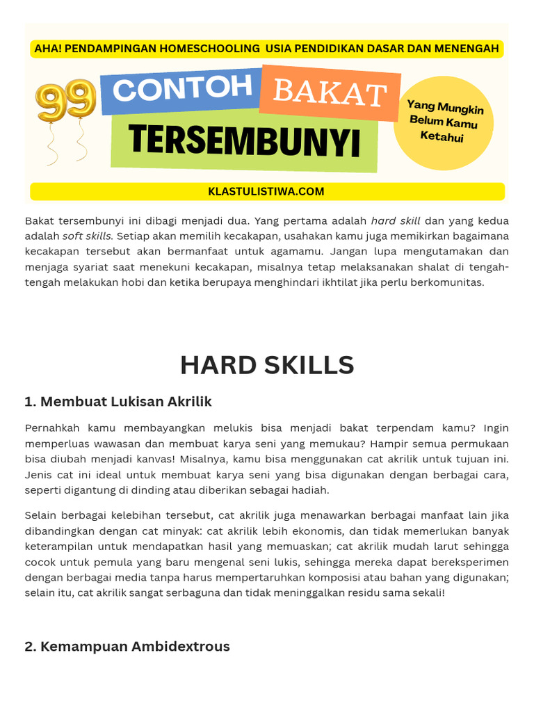99 Contoh Bakat Tersembunyi (AHA Dasar) | PDF