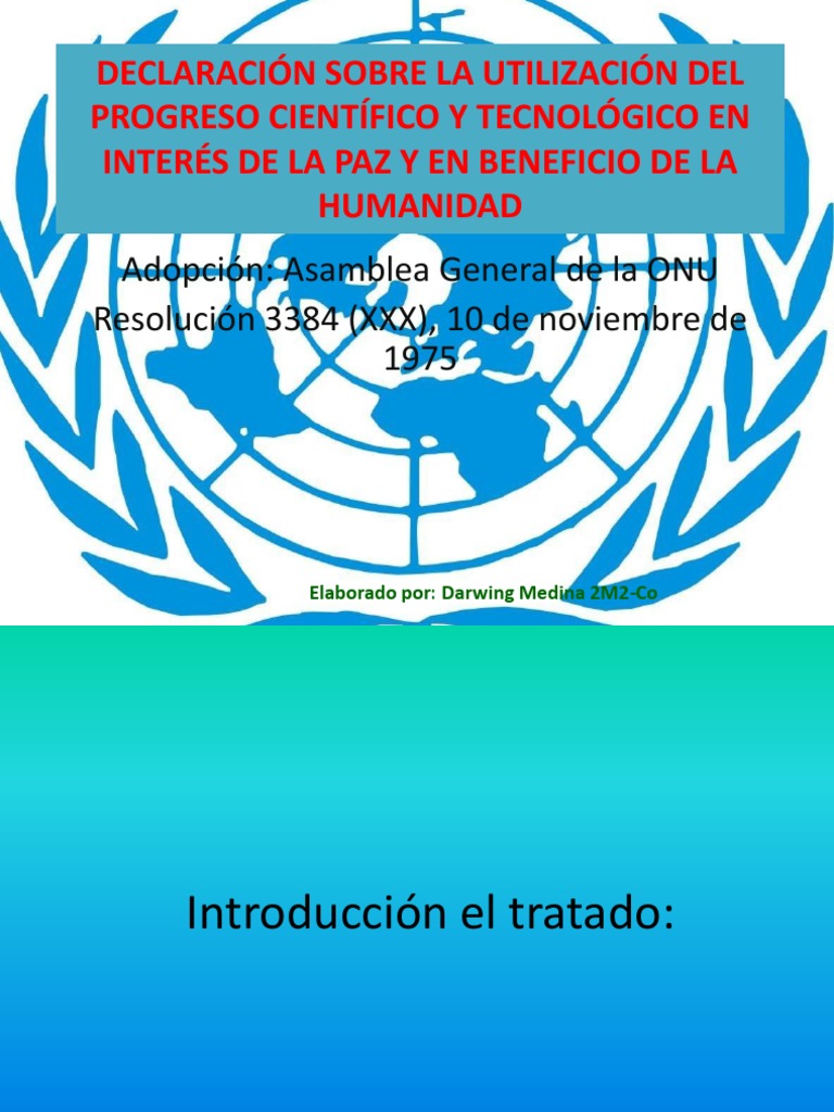 Declaración Sobre La Utilización Del Progreso Científico y | PDF ...