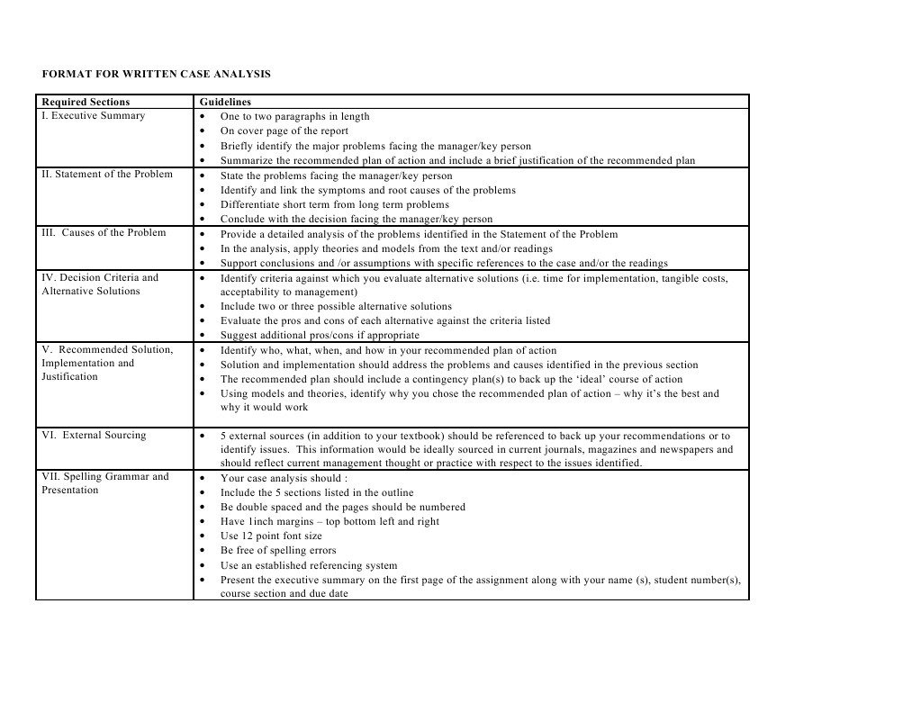 Case Analysis Format Guidelines | PDF | Processes | Theory
