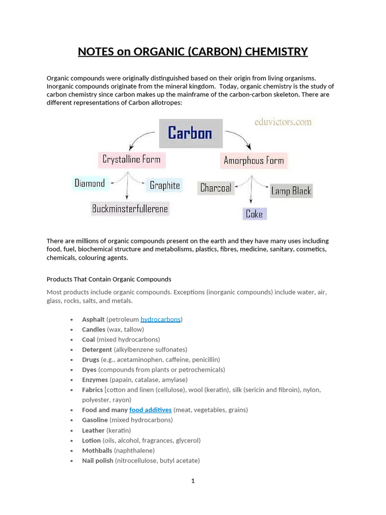 Notes On Organic Chemistry | PDF | Alkene | Alkane