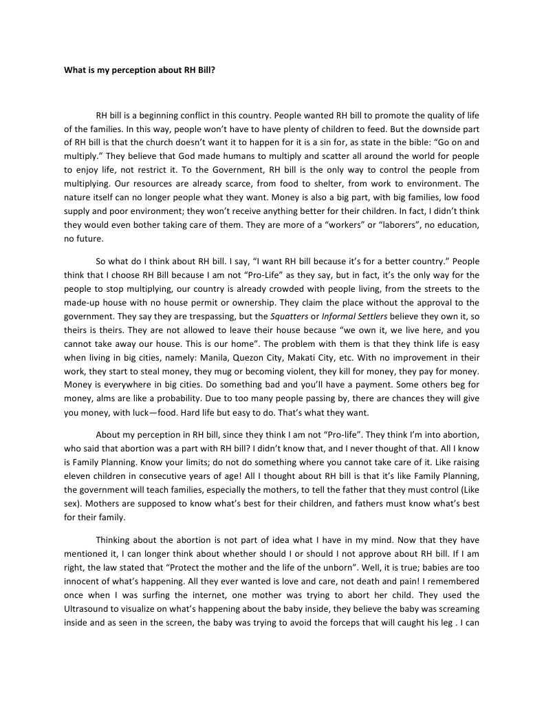 What Is My Perception About RH Bill | PDF