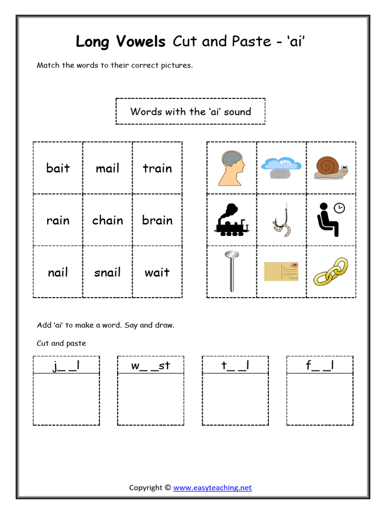 Cut and Paste Long Vowel A I | PDF