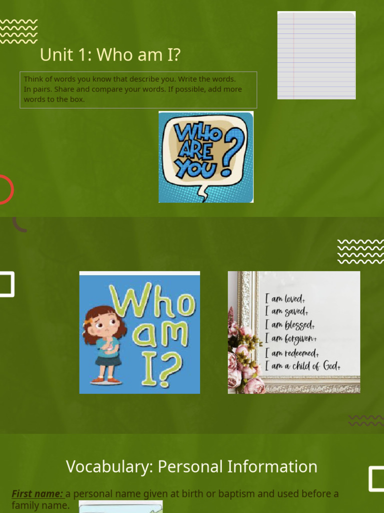 Unit 1 Who Am I | PDF