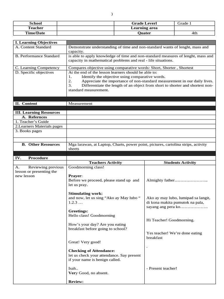 Filipino Lesson Plan | PDF
