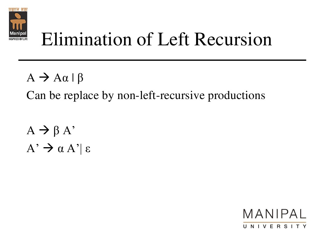 Elimination Of Left Recursion Pdf Parsing Formalism Deductive