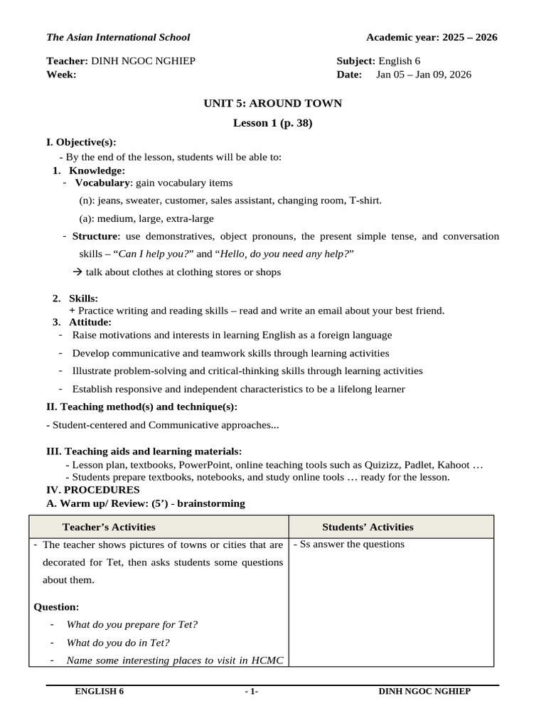 Unit 5 Lesson 1 Period 1 - UPDATED | PDF