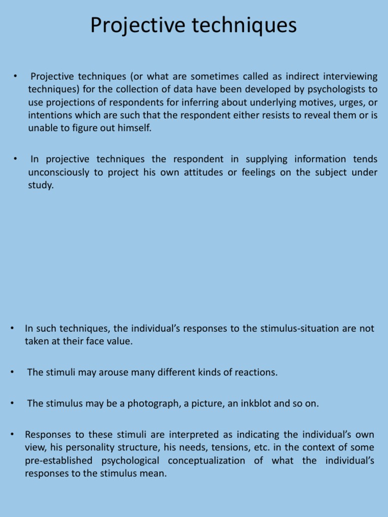 Projective Techniques | PDF | Social Psychology | Behavioural Sciences