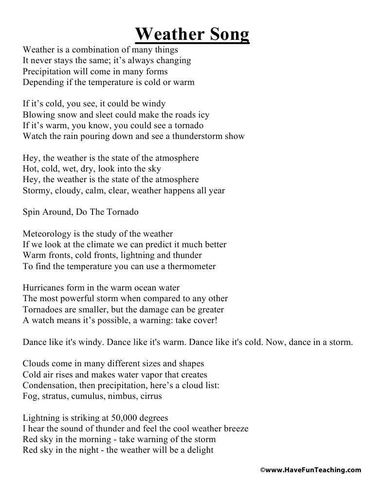 Weather Song Lyrics | PDF