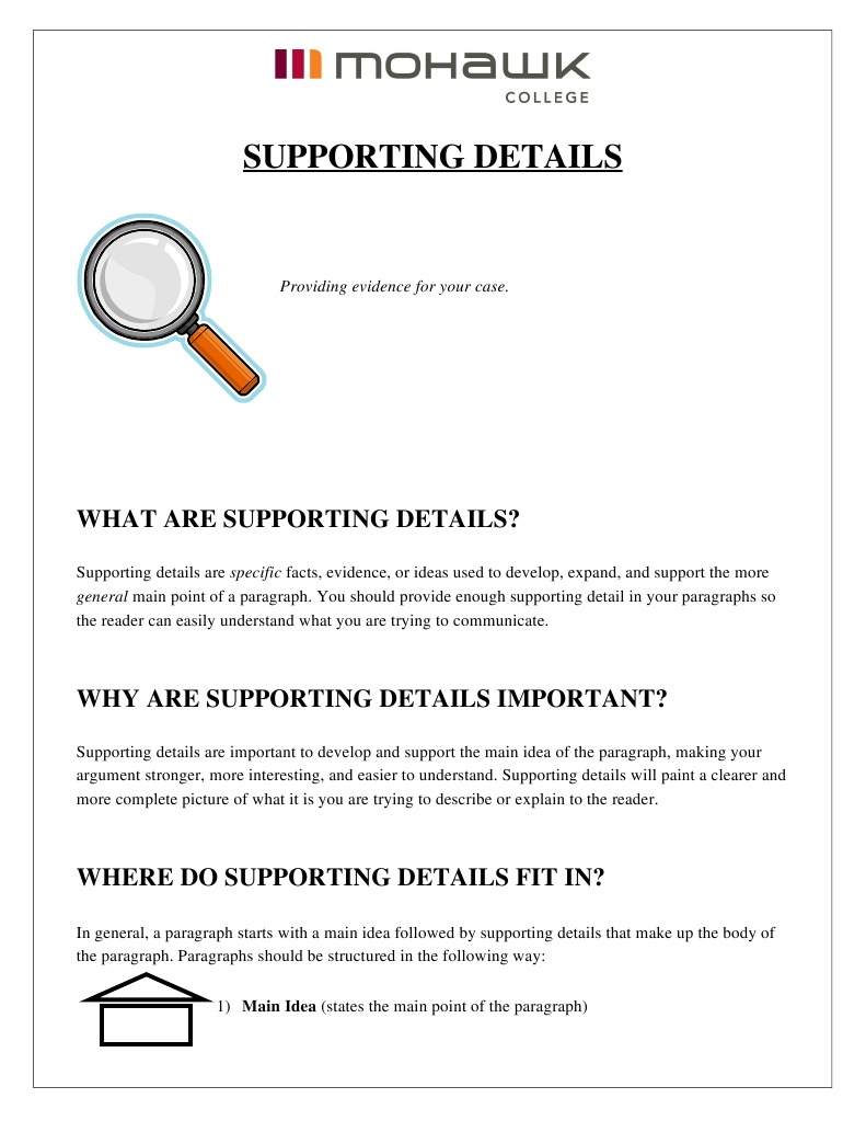 Supporting Details | PDF | Paragraph | Teachers
