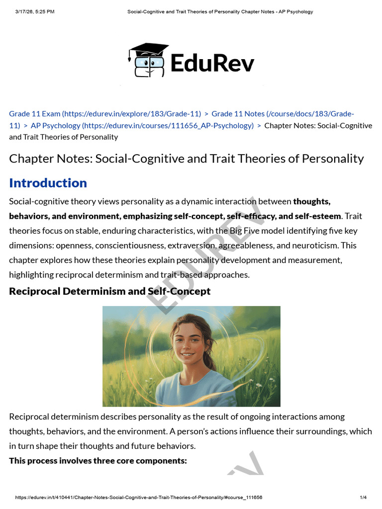 Social-Cognitive and Trait Theories of Personality Chapter Notes - AP ...