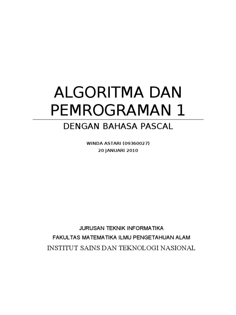 Algoritma Dan Pemrograman 1 Pdf