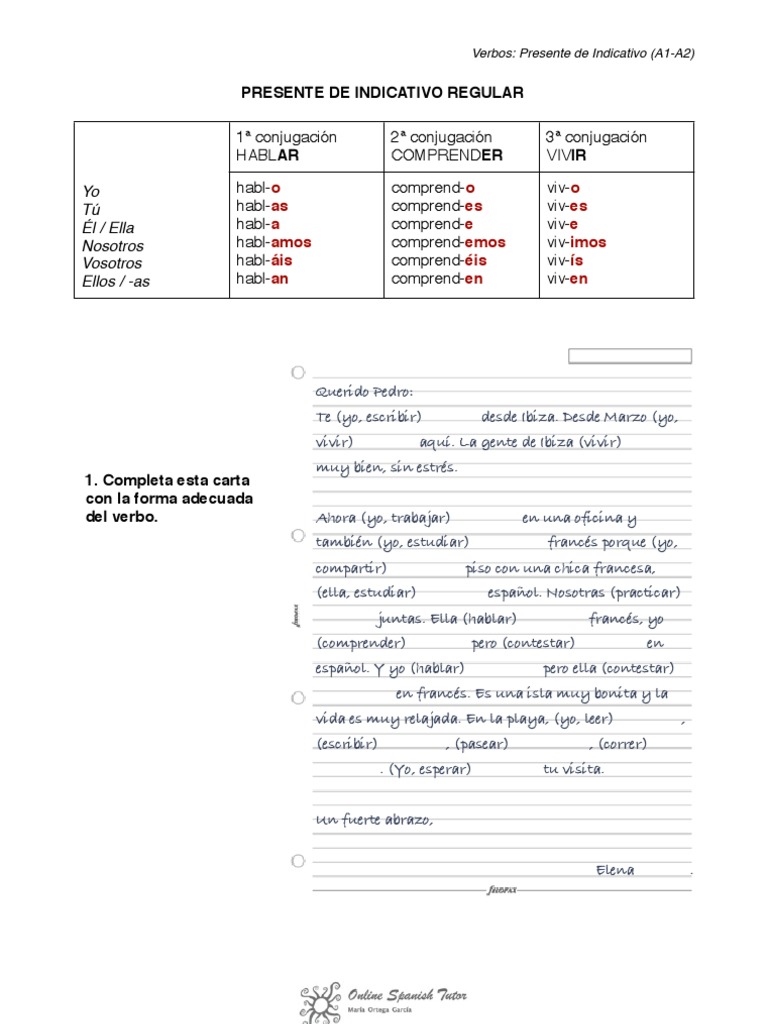 Presente de Indicativo (Regular + Irregular) | PDF | Verbo | Idiomas