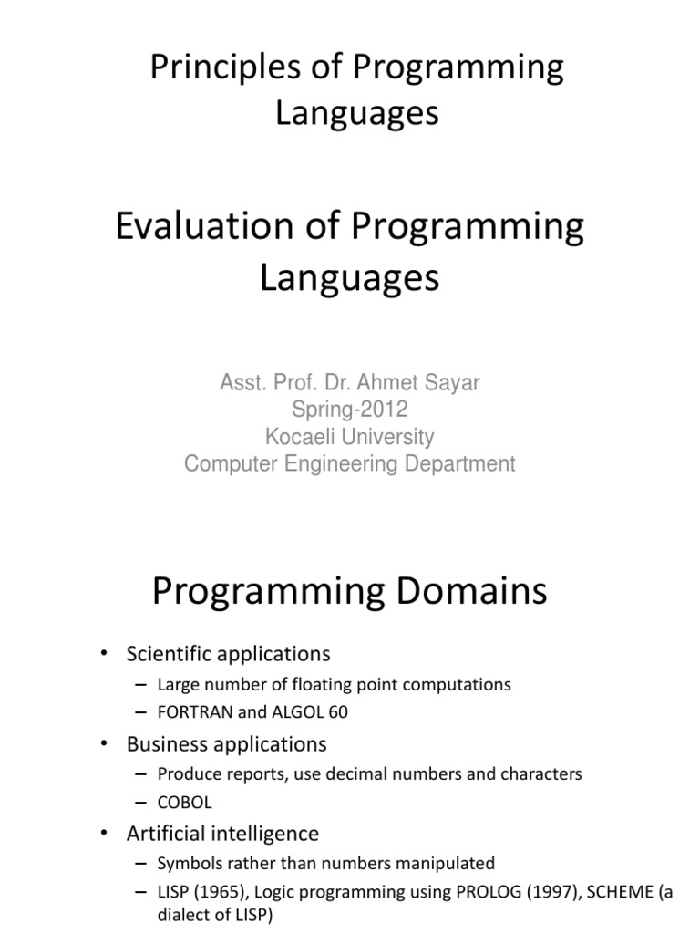 Evaluation of Programming Languages | PDF | Functional Programming ...