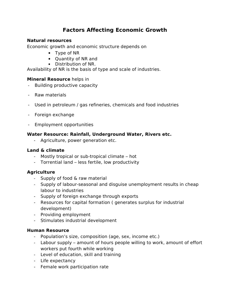 Factors Affecting Economic Growth | PDF
