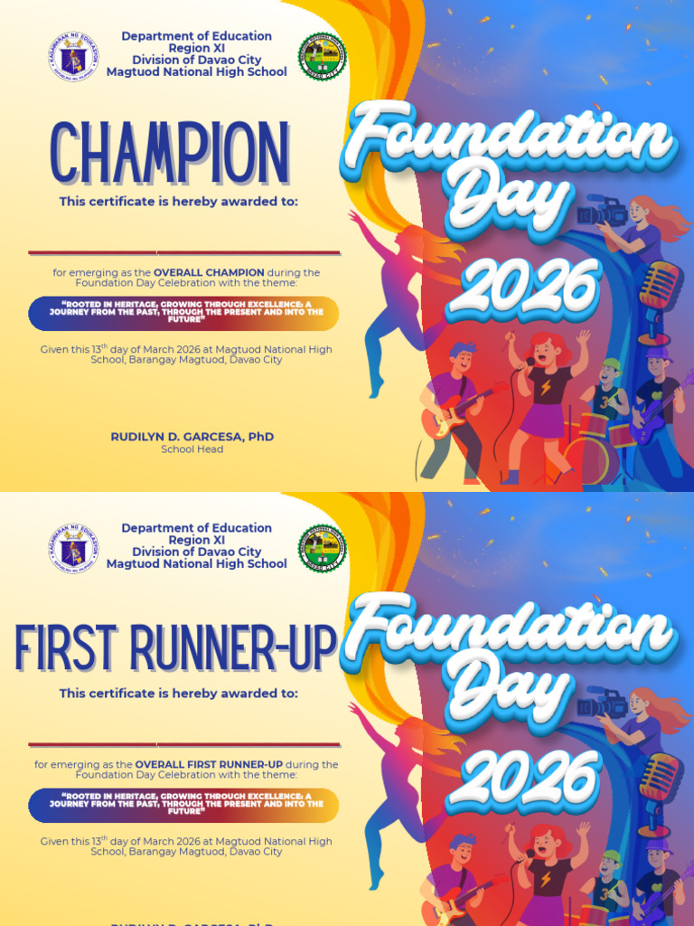 School Intramurals Certificate in Red Yellow and Blue Gradient Style ...