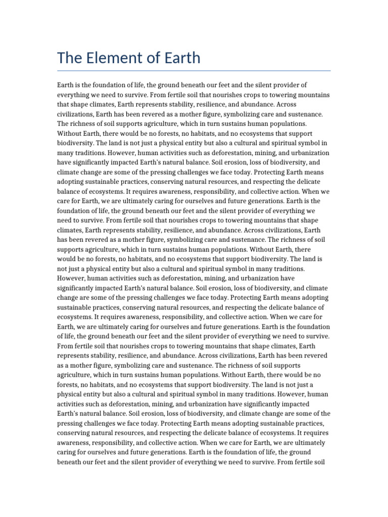 Earth Essay | PDF