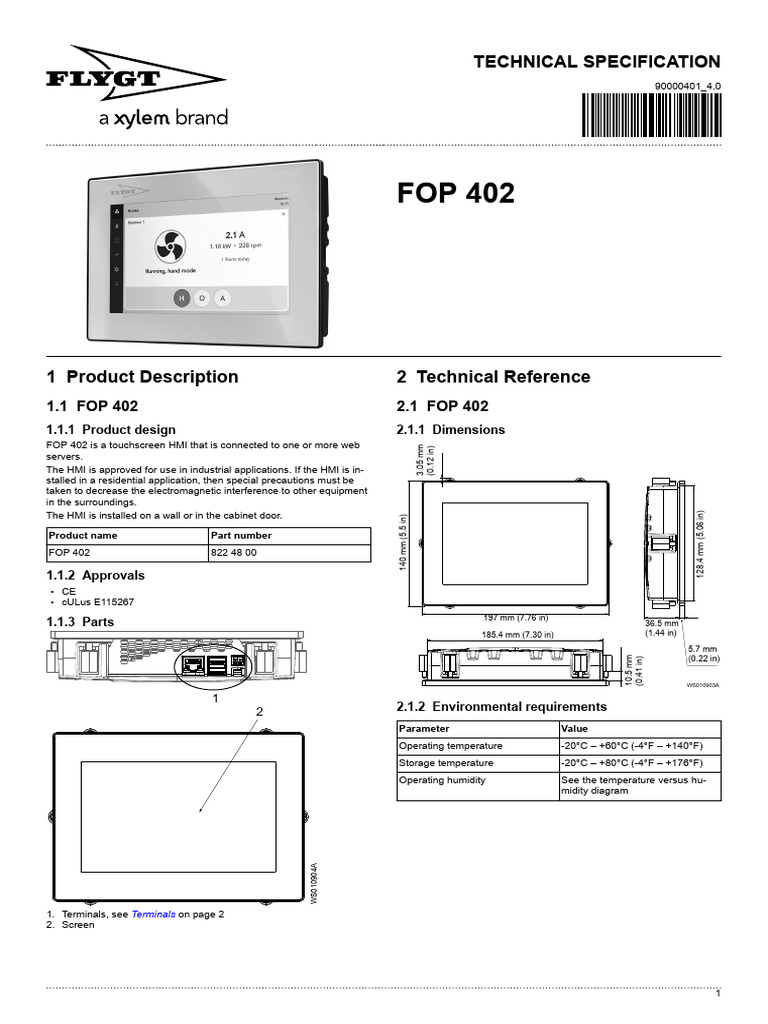 Technical Specification: 1.1 FOP 402 2.1 FOP 402 | PDF
