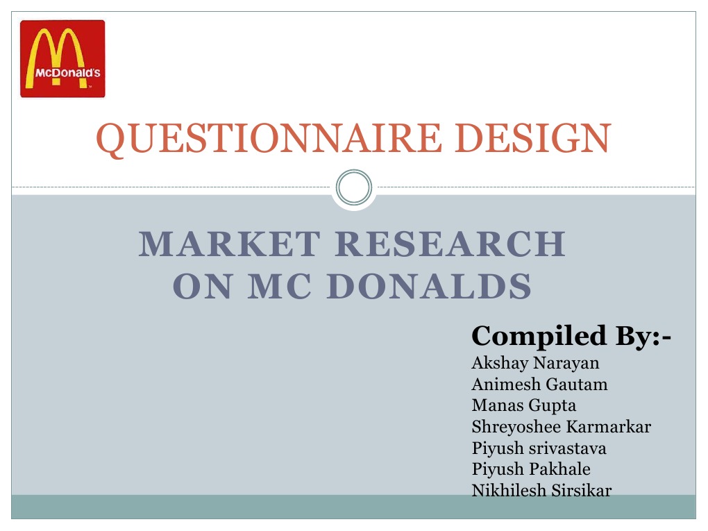 Questionnaire Design | PDF | Mc Donald's | Fast Food Restaurants