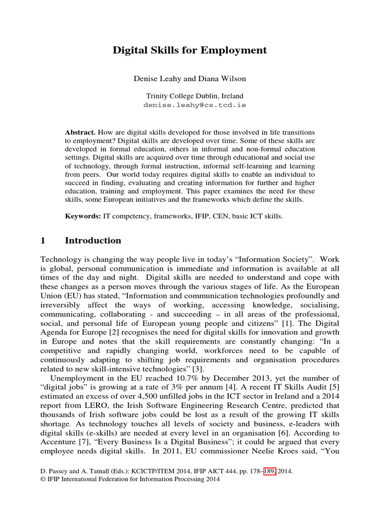 Digital Skills For Employment | PDF