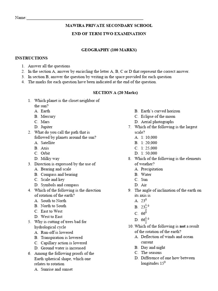 Mawira End of Term 2 Examination 2026 | PDF