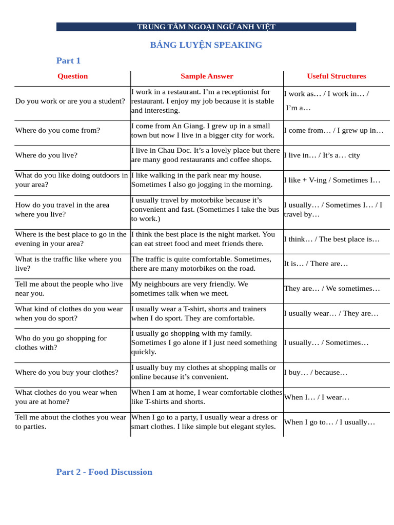 Speaking Test 1 | PDF
