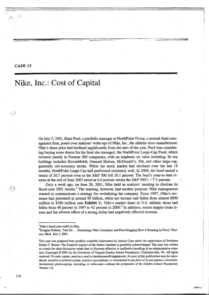 Nike, Inc. Cost of Capital | PDF