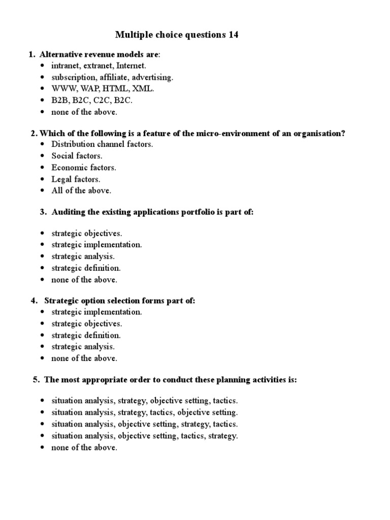 Multiple Choice Questions 14 | PDF | E Commerce | Supply Chain