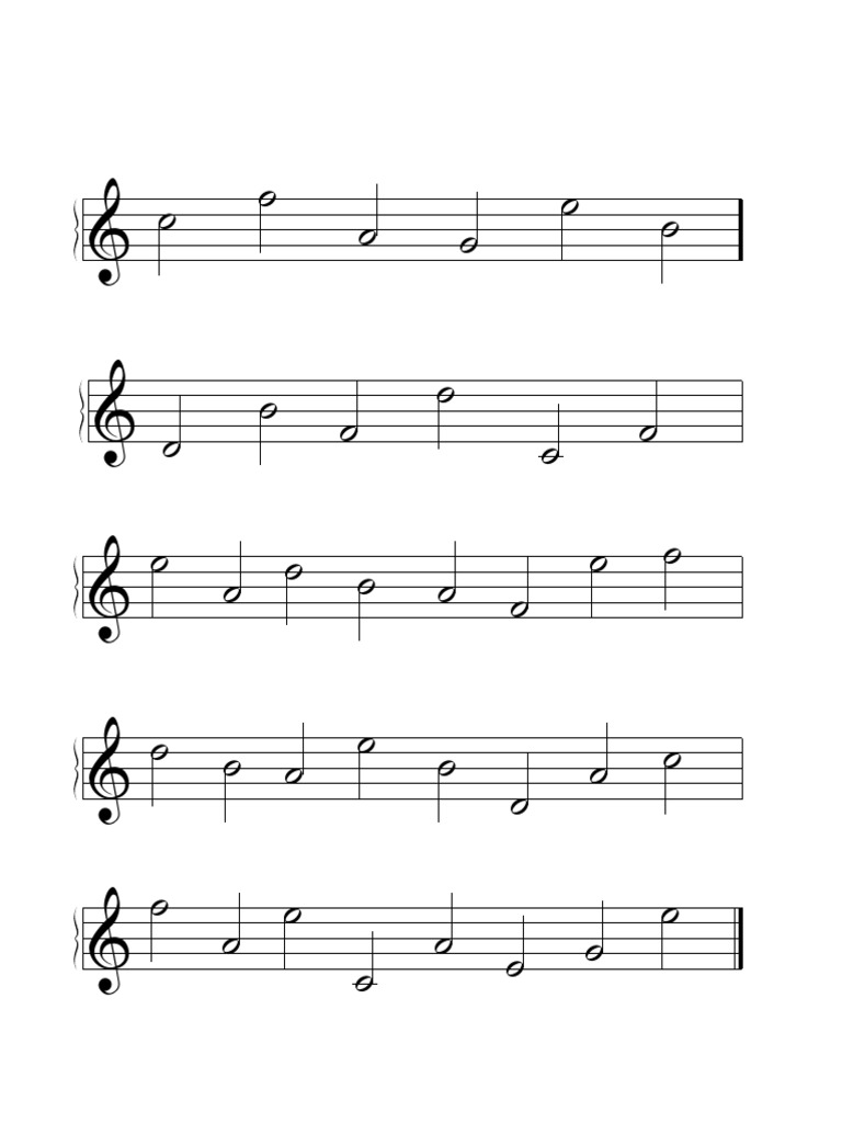 Treble Clef Lines and Spaces - 2 | PDF