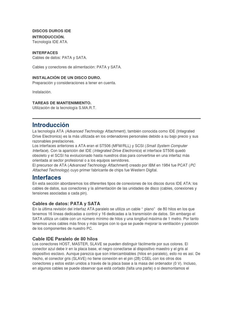 Discos Duros Ide y Sata | PDF | Disco duro | Ingeniería Electrónica