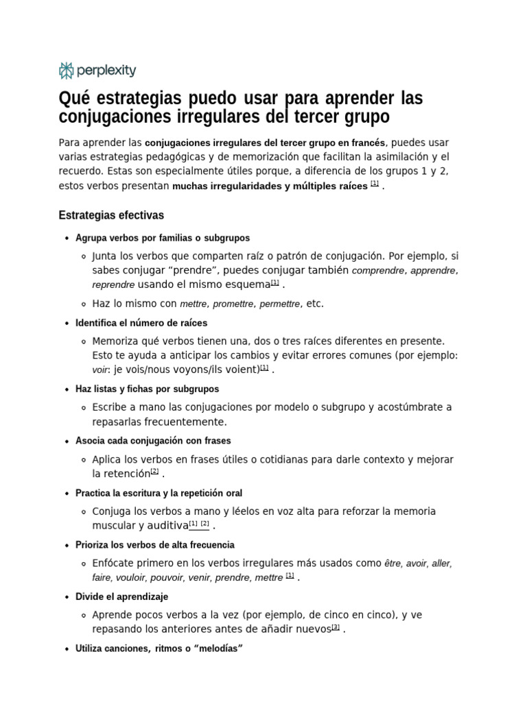 Qué Estrategias Puedo Usar Para Aprender Las Conju | PDF | Verbo | Memoria