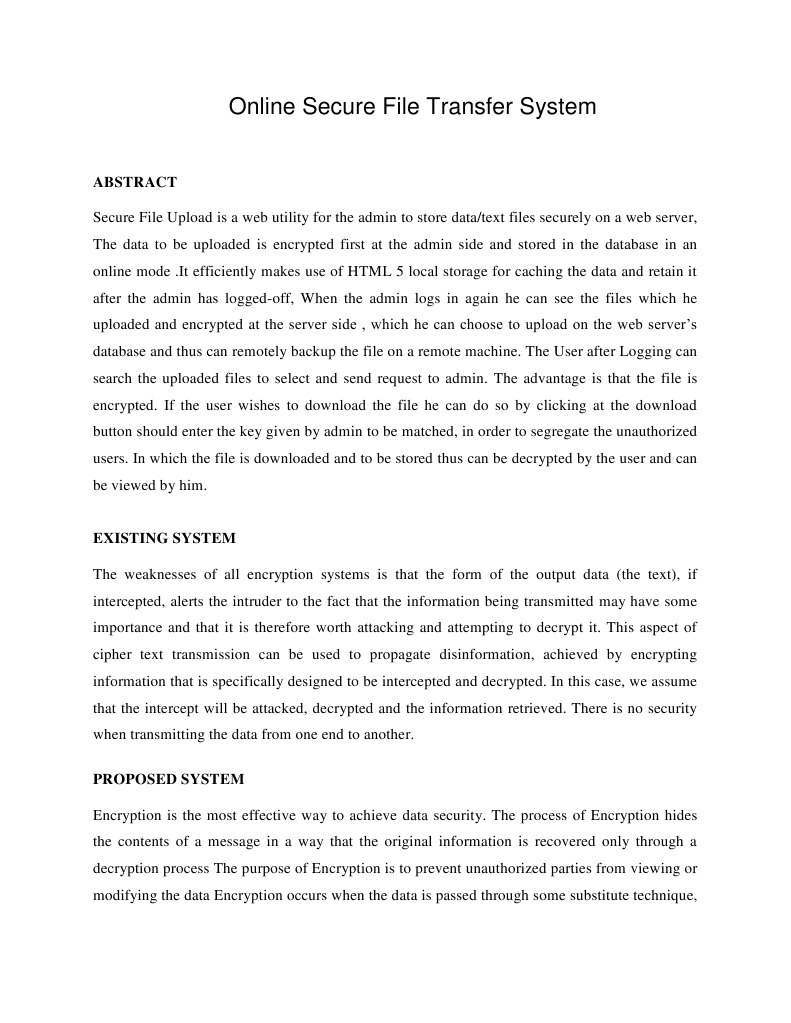Online Secure File Transfer System | PDF | Encryption | Cryptography