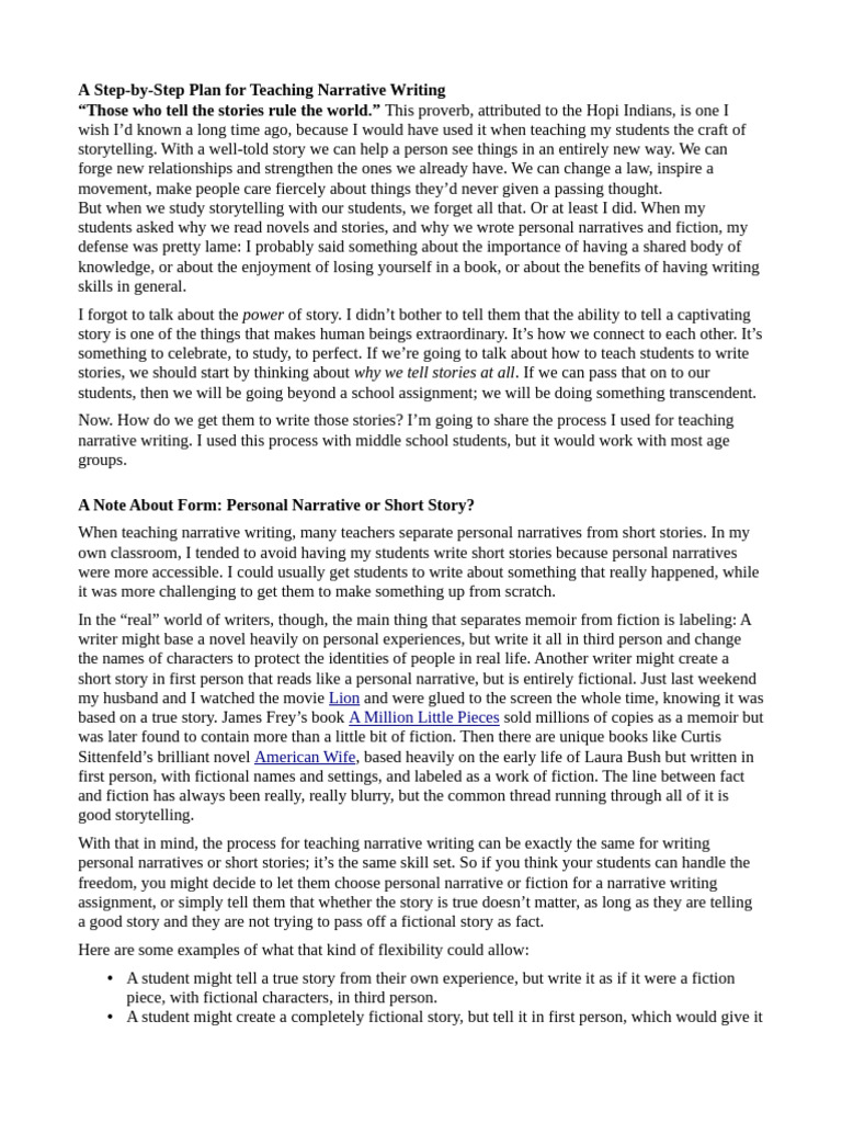 A Step-By-Step Plan For Teaching Narrative Writing | PDF