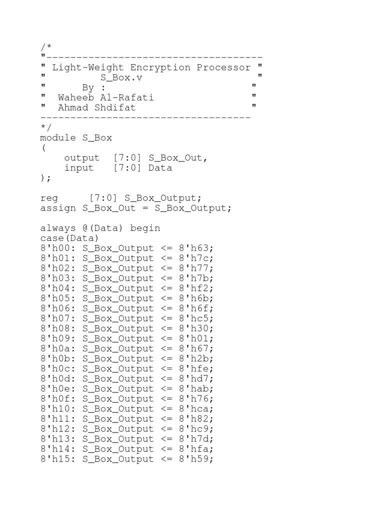 Light-Weight Encryption Processor Verilog Code | PDF