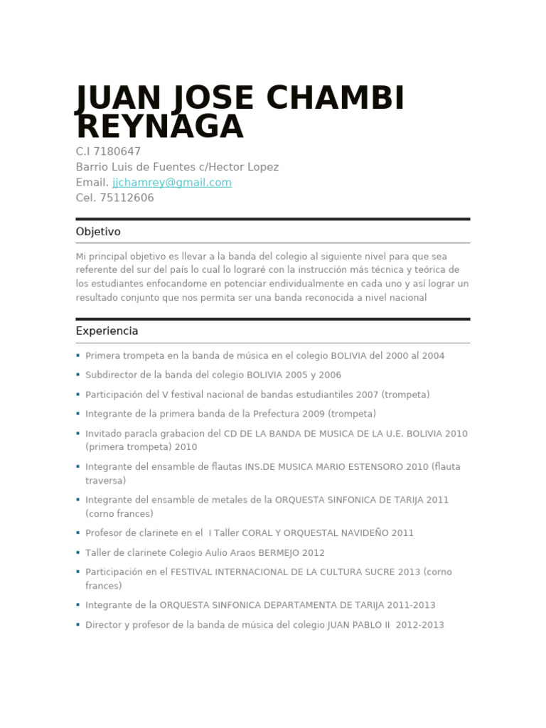 Hoja de Vida Juanjo 2026 UEB | PDF