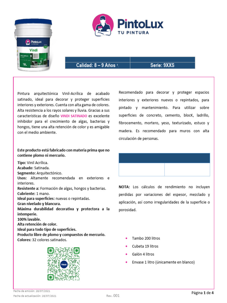 VINDI (Ficha Técnica) | PDF | Pintar | Materiales