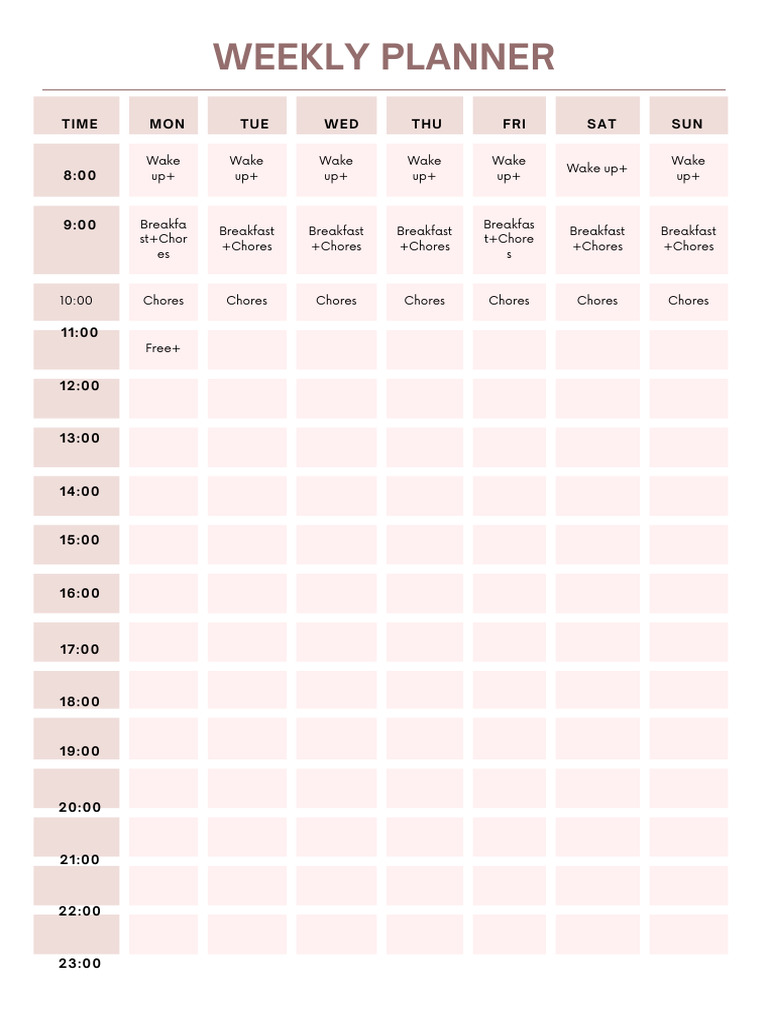Pink & White Schedule Weekly Planner | PDF
