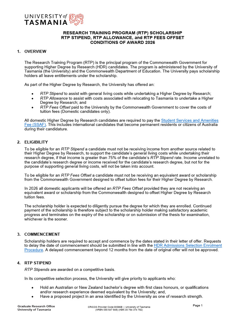 RTP 2026 Conditions | PDF